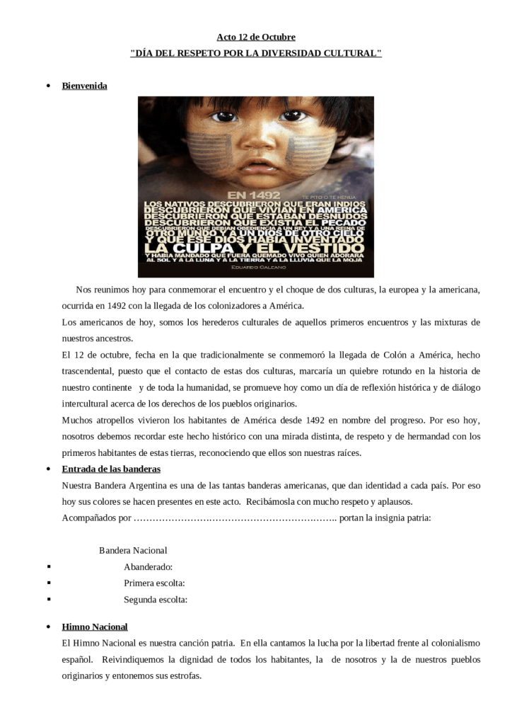 Discurso para El Acto Del 12 de Octubre 2024 Discurso para El Acto Del 12 de Octubre 2024