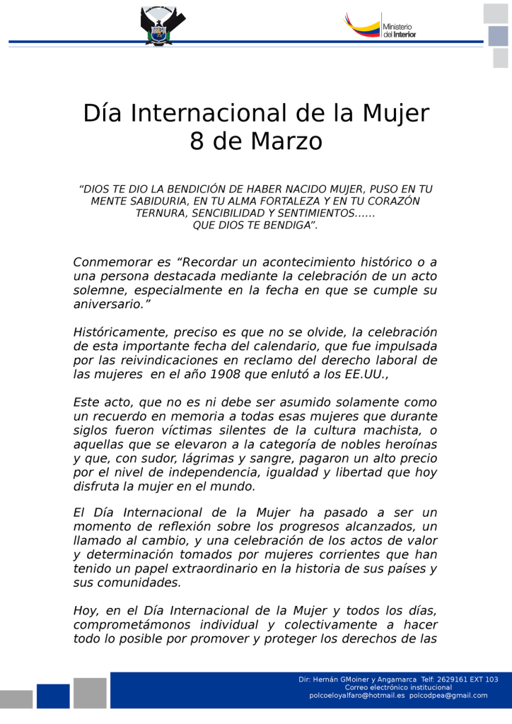 DISCURSO PARA EL DÍA DE LA MUJER 2025