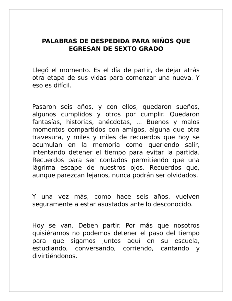 Discurso para Salida de Sexto de Primaria 2025
