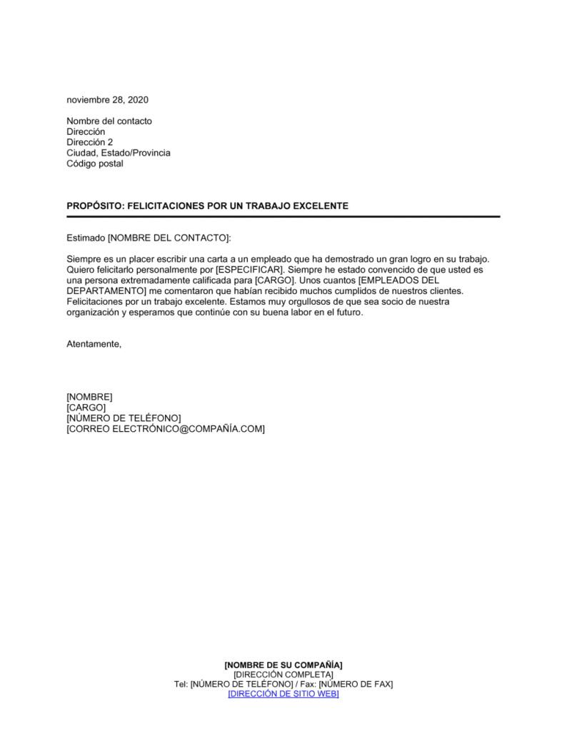 Modelo de Carta de Felicitación por Obtención de Certificación ...