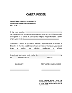 Modelo de Carta Poder de Representación 2026